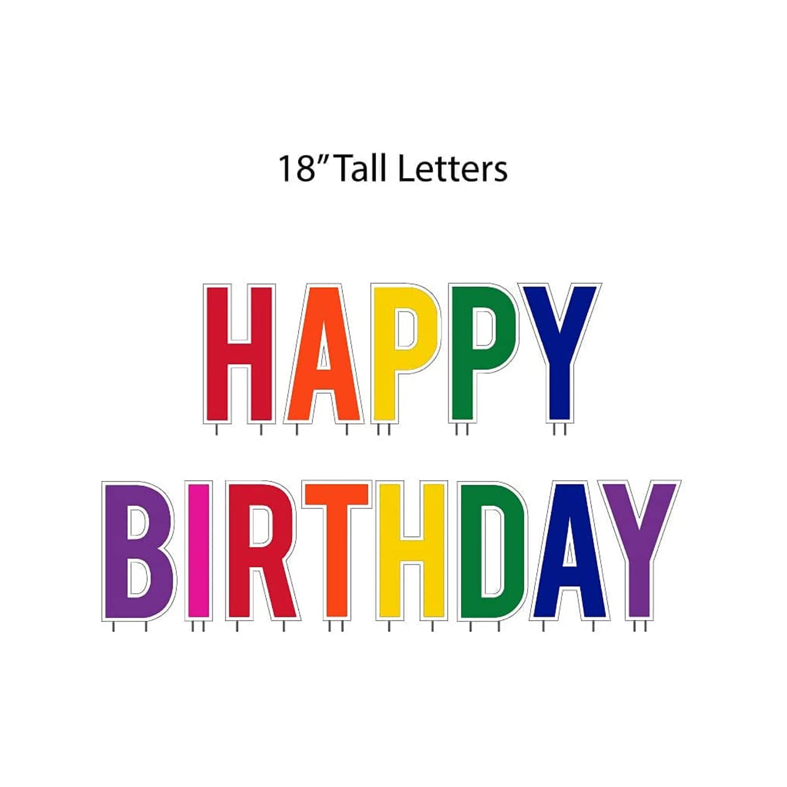 18 Rainbow Happy Birthday Yard Sign Letters 13pc - Etsy