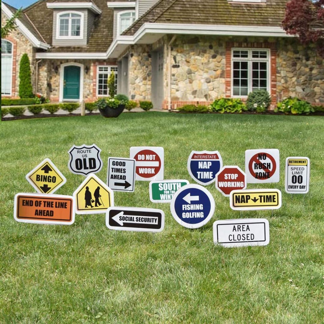 Retirement Road Signs, Retirement 15pc Yard Card Lawn Sign Set - Etsy