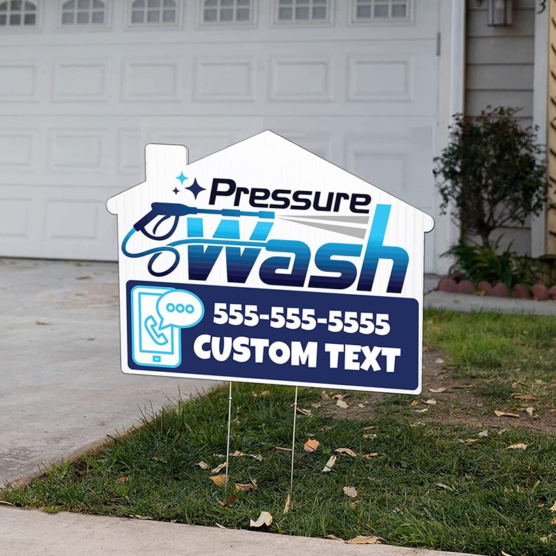 10-pack Pressure Washing Yard Signs: Custom Two-sided House Shape - Etsy