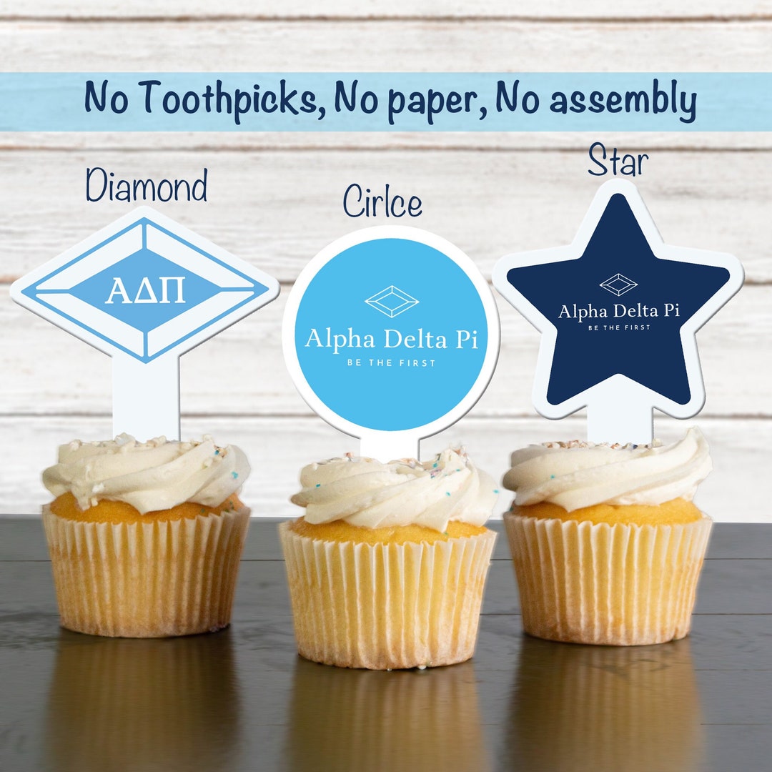 Alpha Delta Pi Cupcake Toppers, Officially Licensed Sorority Dessert ...