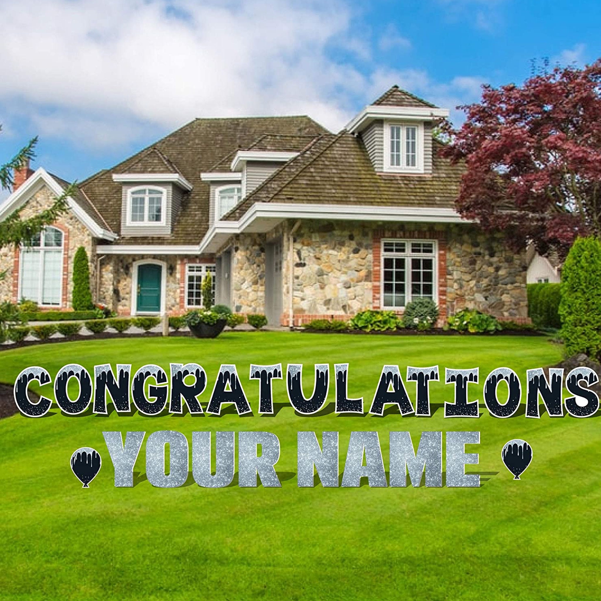 18 Congratulations With Custom Name in Silver or Black 15pc - Etsy