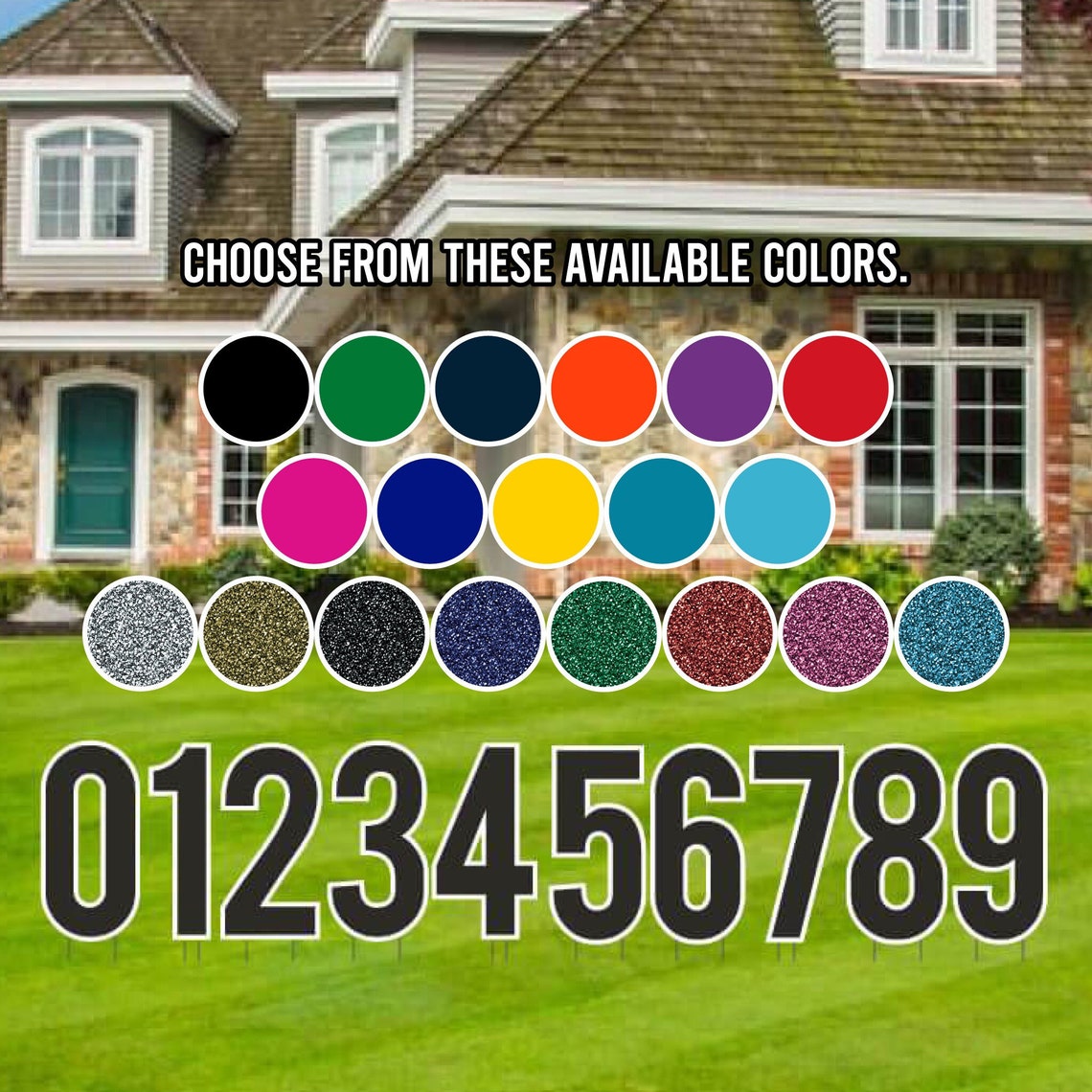 18” Yard Sign Numbers, 10pc, Outdoor Lawn Decorations, Yard Card Rental ...
