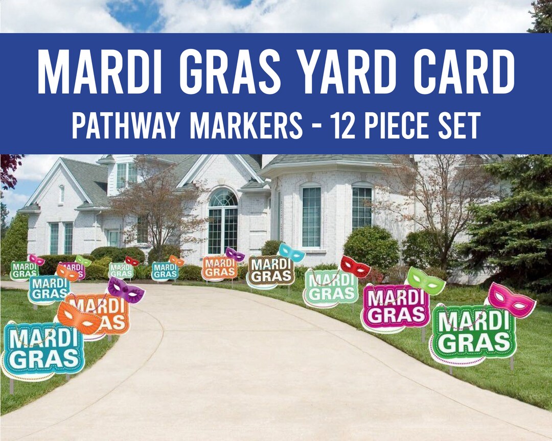 Masquerade Party Yard Sign Decorations | 12pc Mardi Gras Pathway ...