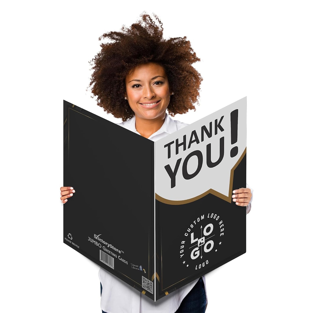 36" Custom Corporate Thank You Cards: Own Logo + Personalized Text, Set ...