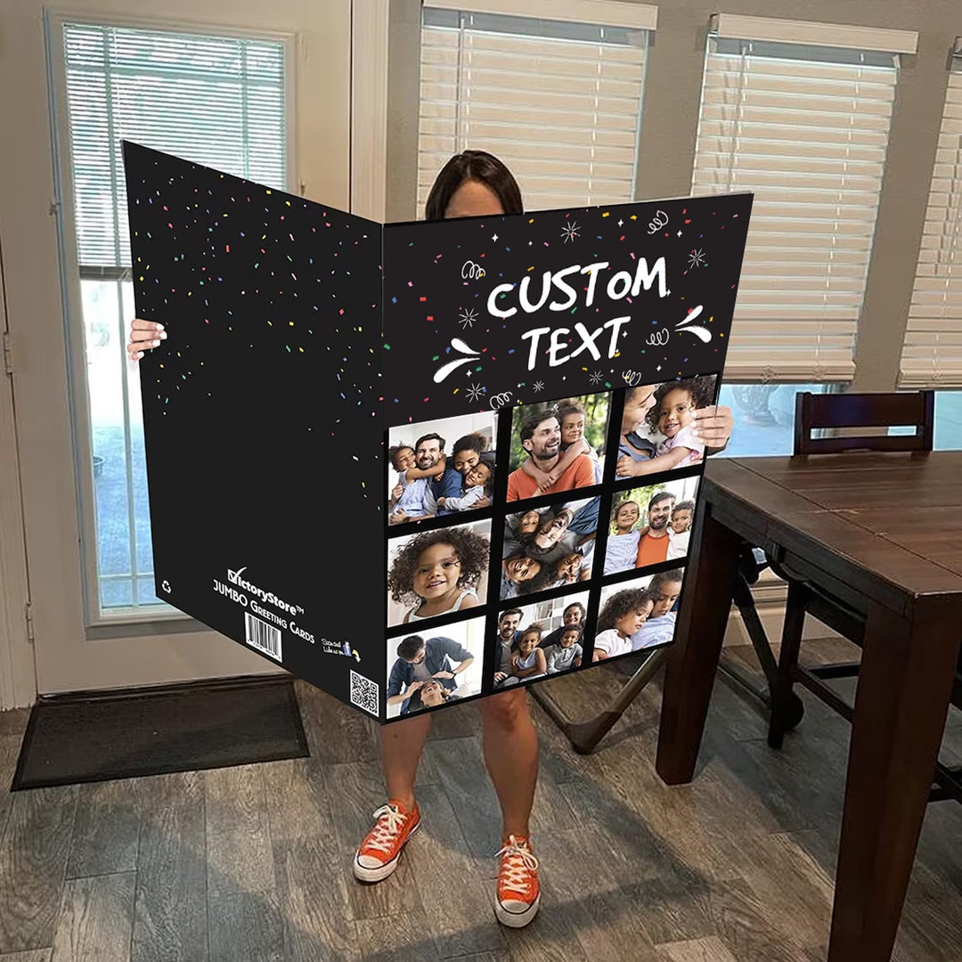 Jumbo Photo Card: Custom Text & 9 Photos, Personalized Greeting Card - Etsy