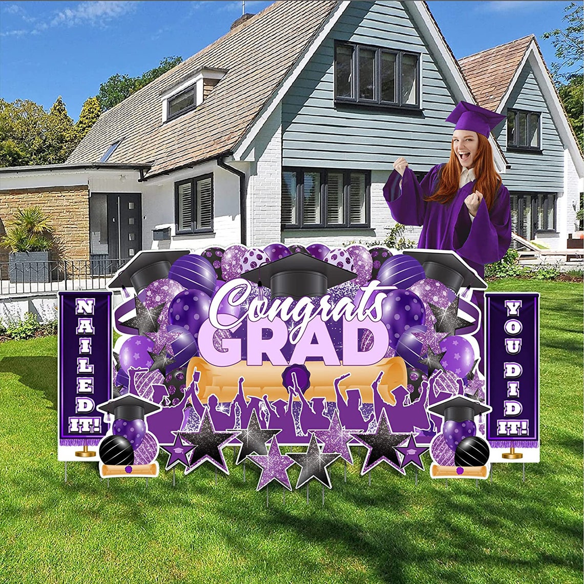 Purple Oversized congrats Grad Graduation Yard - Etsy