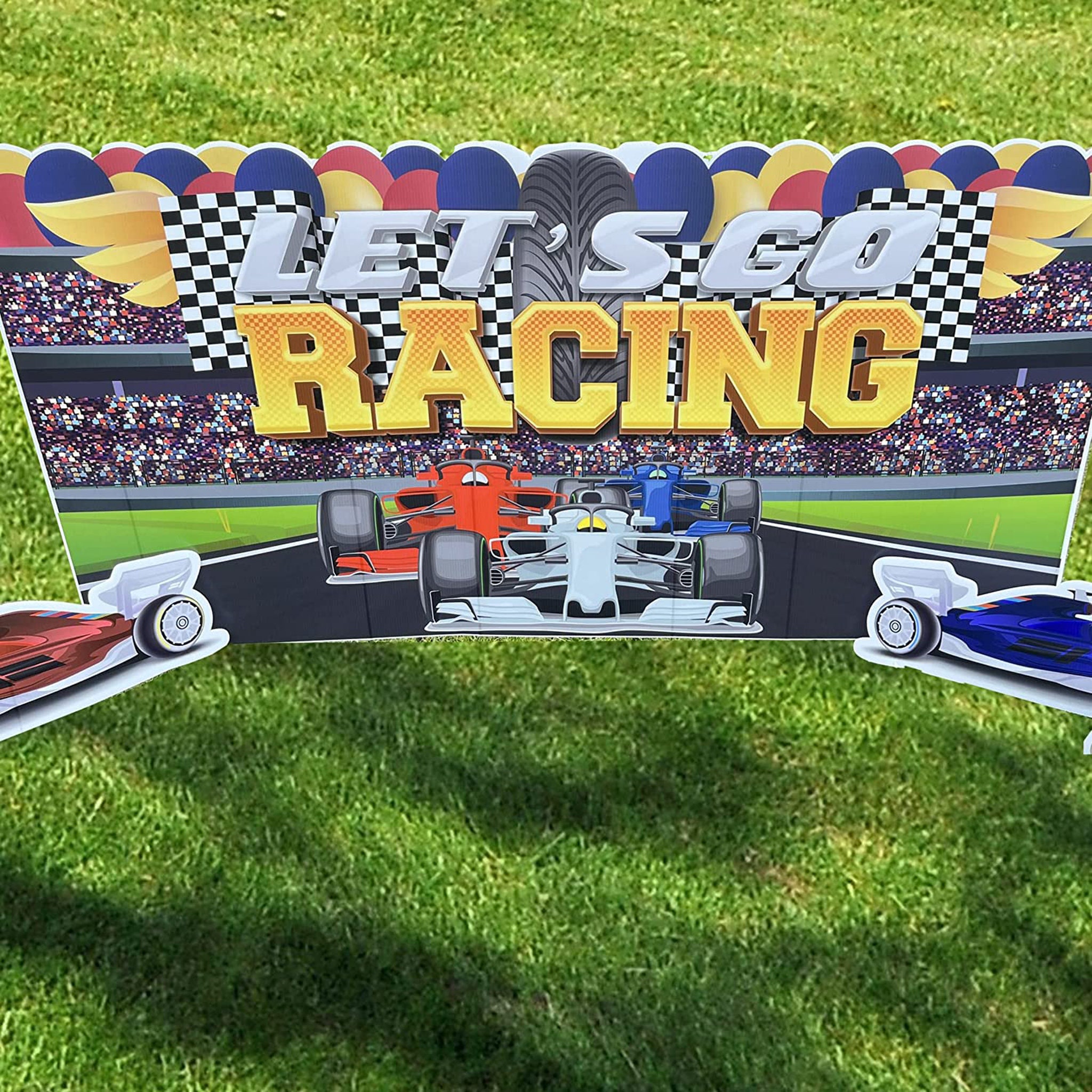 Oversized let's Go Racing Race Car Yard Card - Etsy