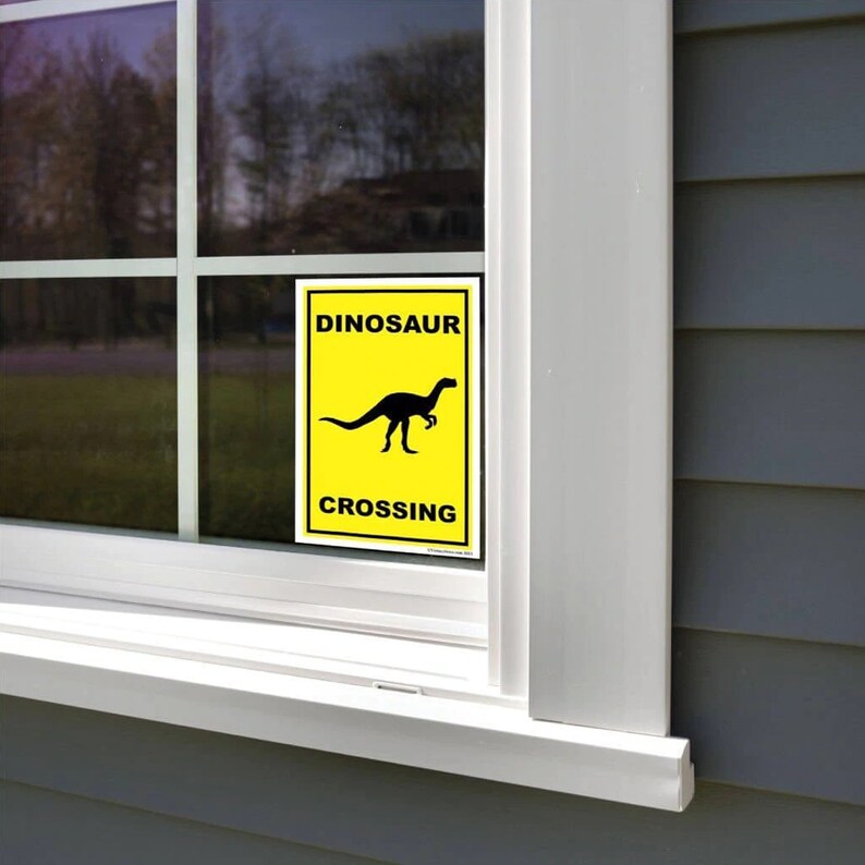 Dinosaur Crossing Sign or Sticker | Corrugated Plastic Sign, Aluminum ...