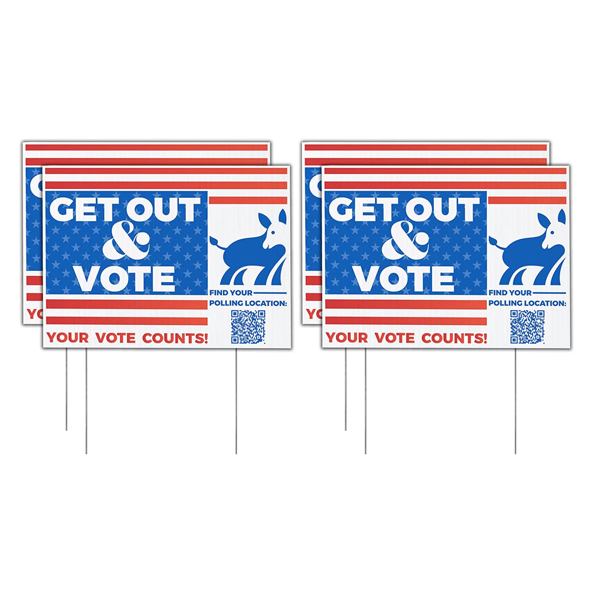 4 Democrat Get Out and Vote Yard Signs 18 X 24 - Etsy