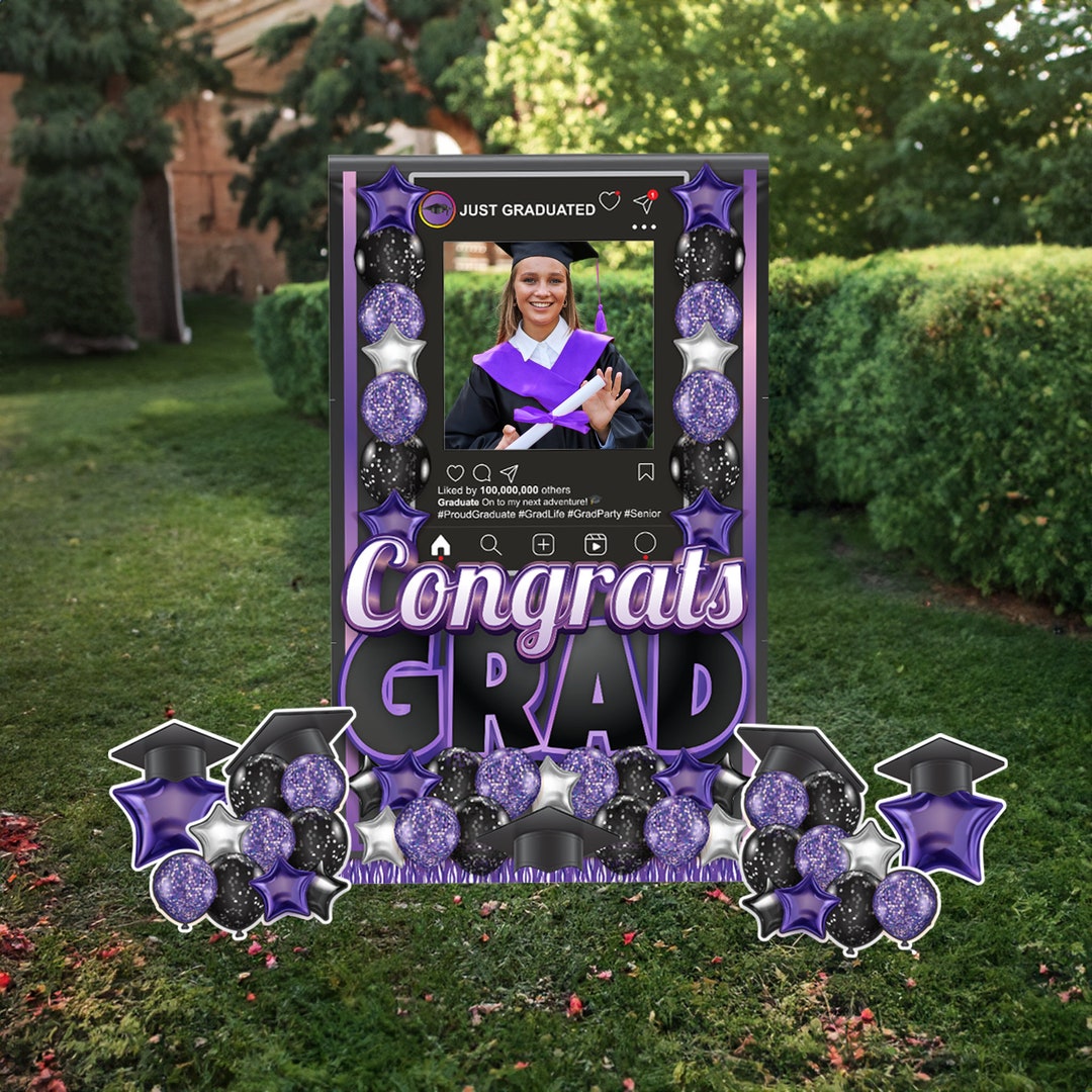 Purple Congrats Grad Yard Card: Graduation Photo Booth Frame - Etsy