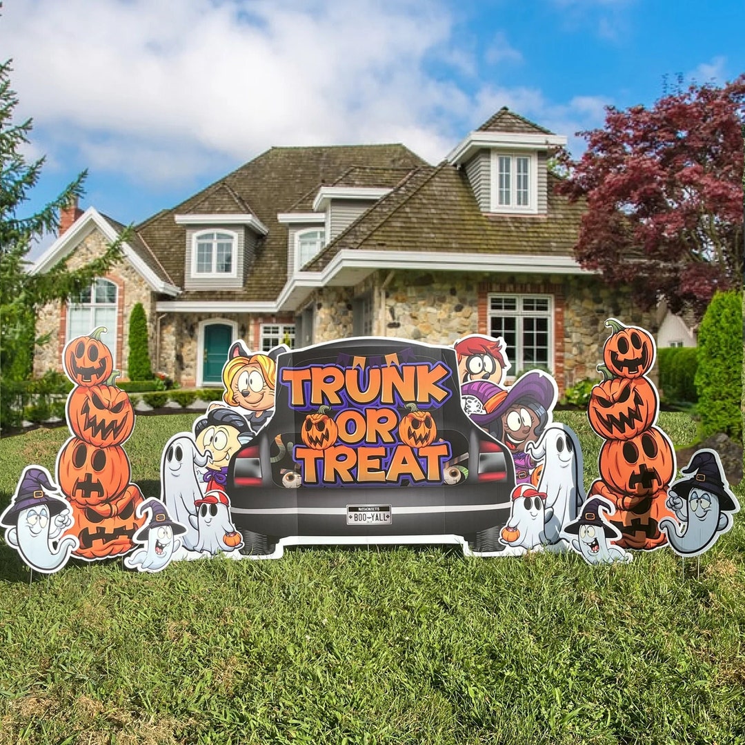 3x6 Feet Trunk or Treat Yard Sign, Happy Halloween Outdoor Decorations ...