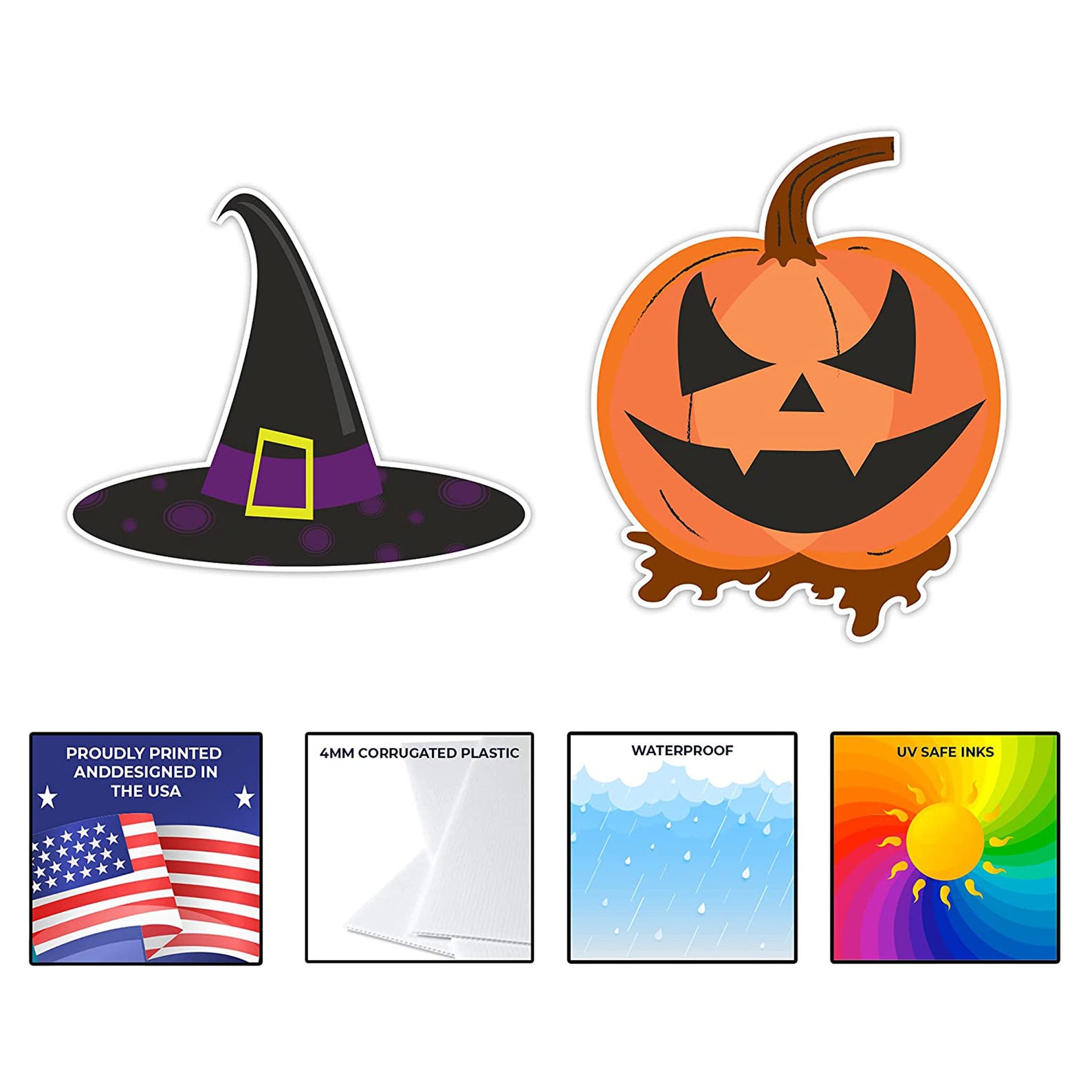 Jack O Lantern & Witch Hat Pathway Markers 10pc Halloween - Etsy