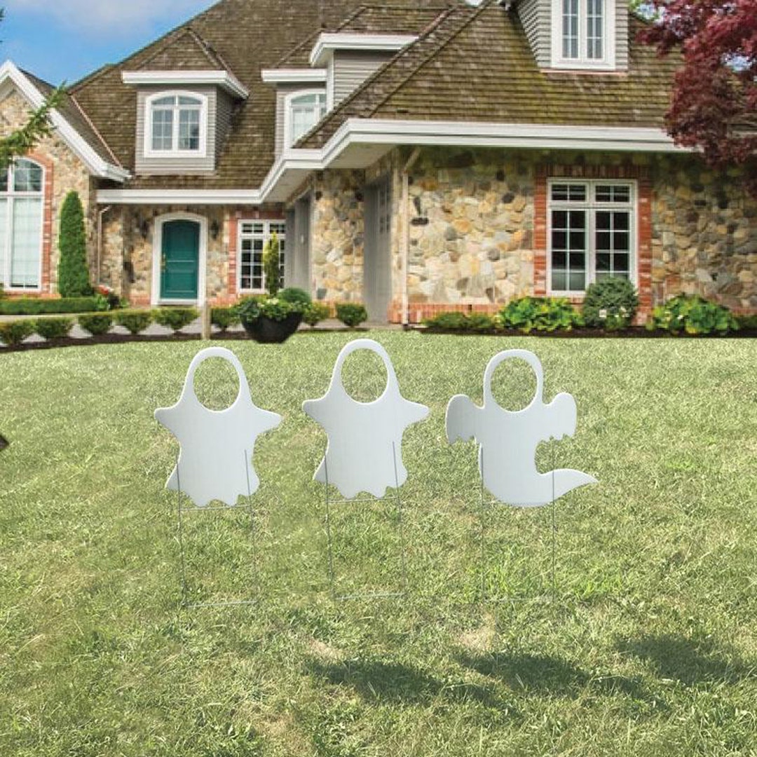 Ghost Photo Prop Cut Out, 3pc Halloween Yard Art, Yard Card Lawn Sign ...