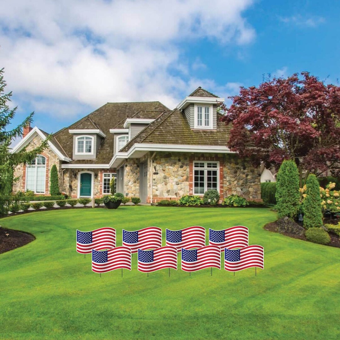 American Flag Yard Sign Set: Patriotic 4th of July Decor (8pc) - Etsy