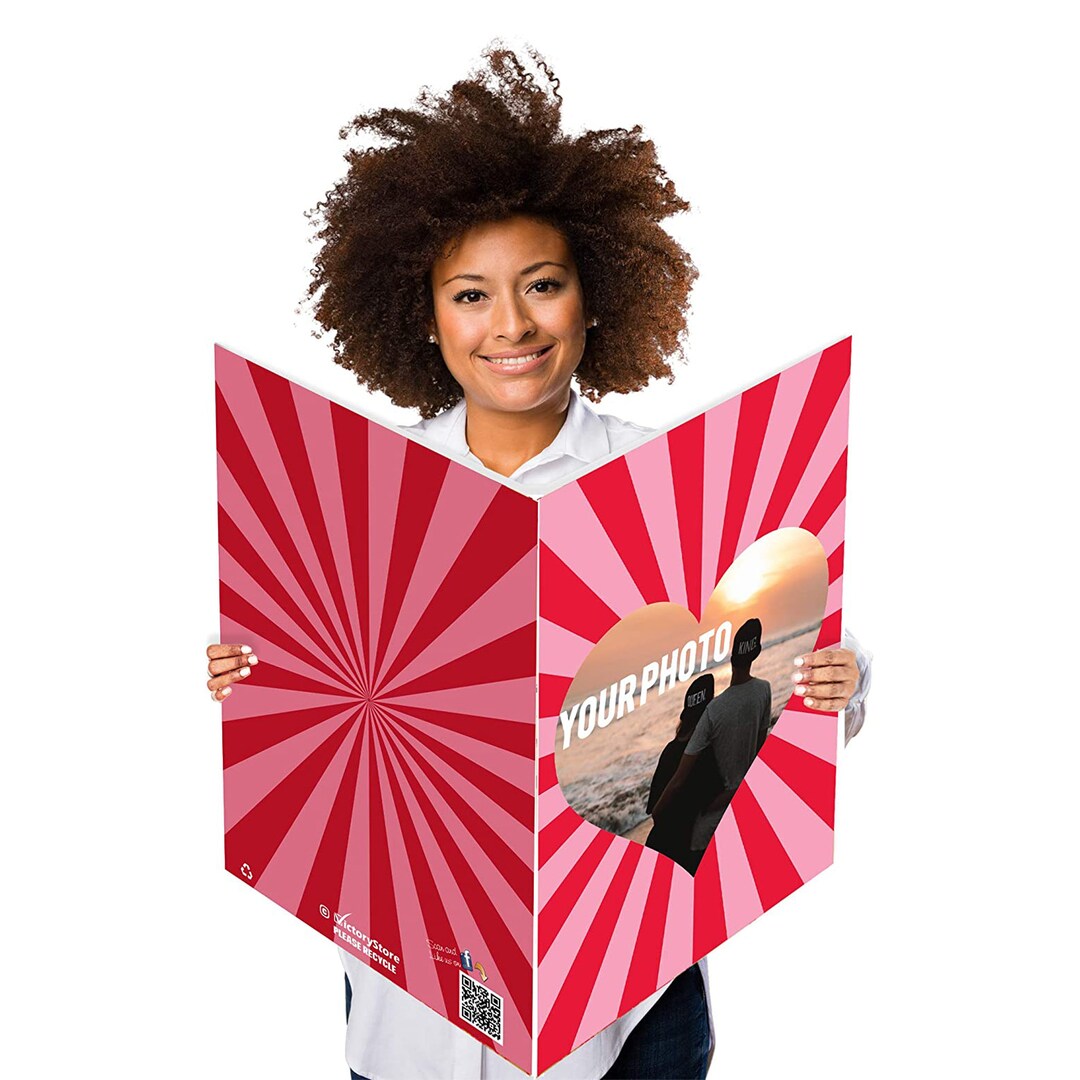36 Jumbo Custom Valentine Card: Custom Heart Photo & Text With Envelope ...