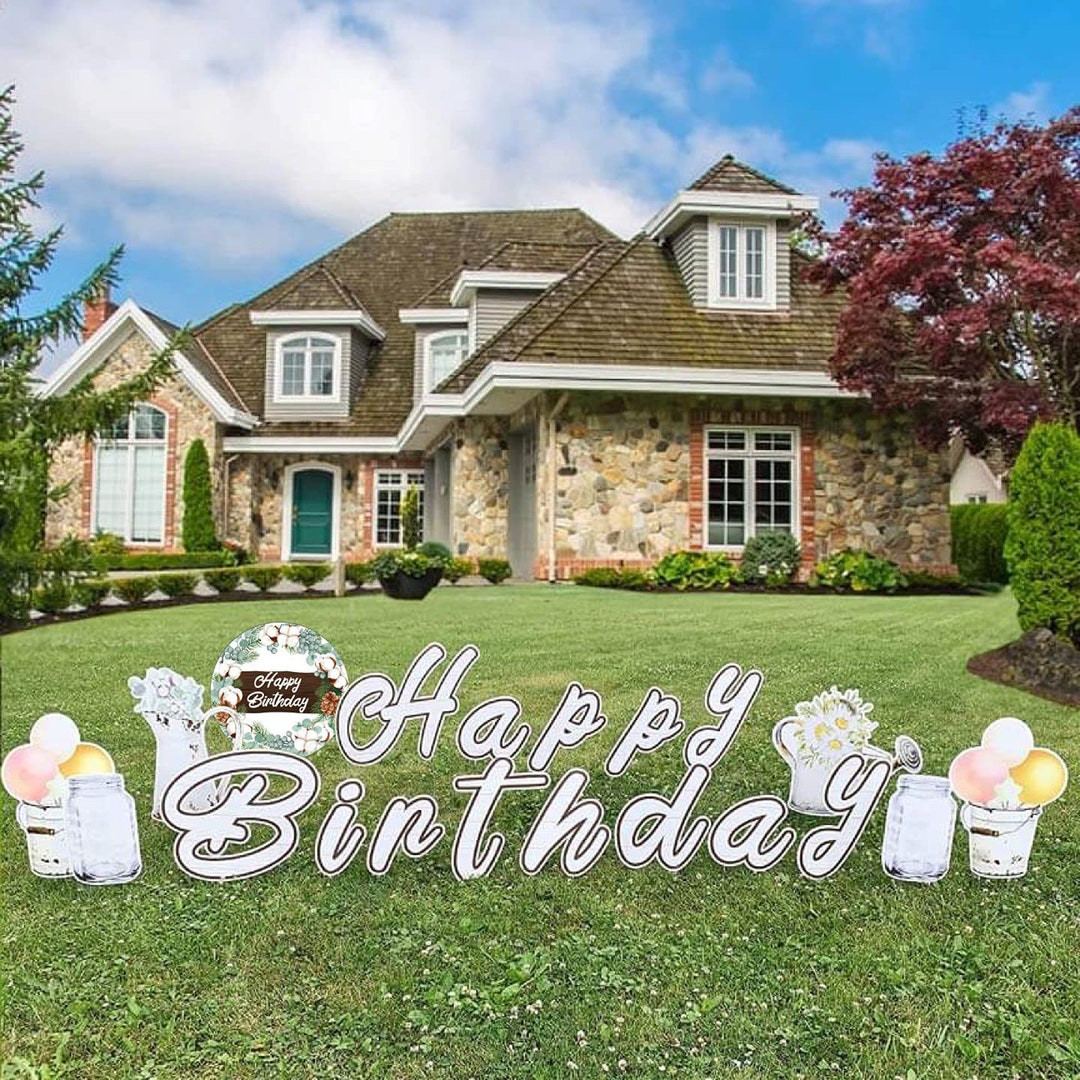 Happy Birthday - Farmhouse Theme, 20pc Birthday Yard Card Lawn Sign Set ...