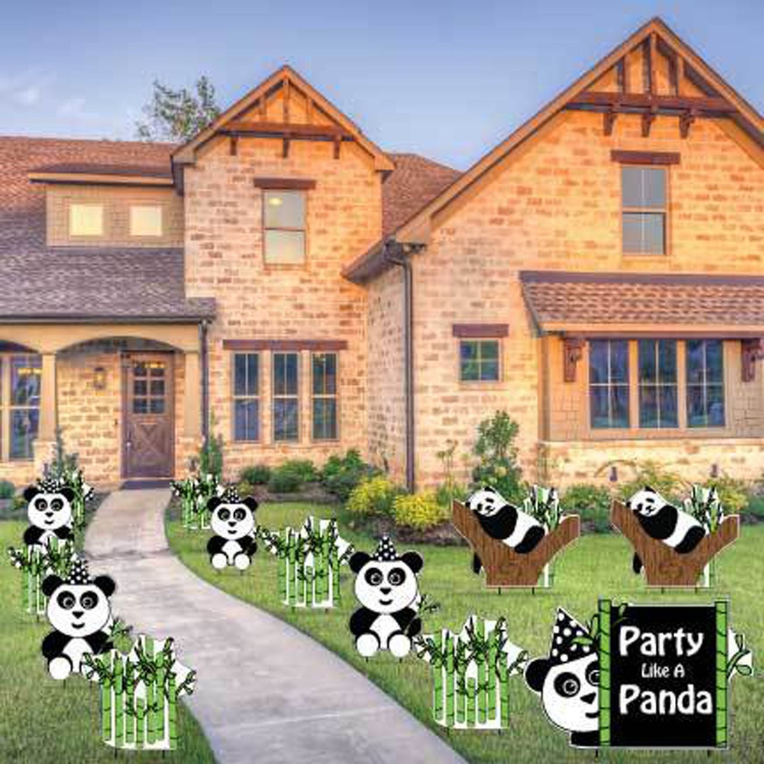 Party Like A Panda, 13pc Birthday Yard Art, Yard Card Lawn Sign Set - Etsy