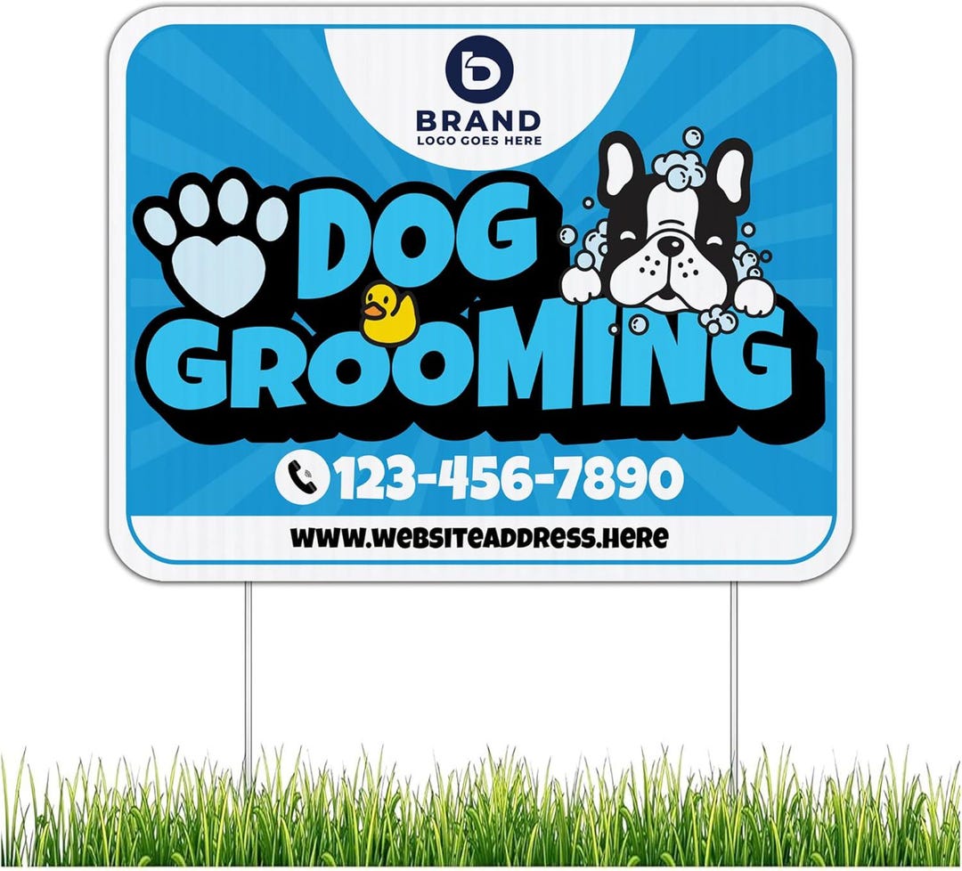 10-pack Custom Dog Grooming Yard Signs, 22x17 Inch, Double-sided ...