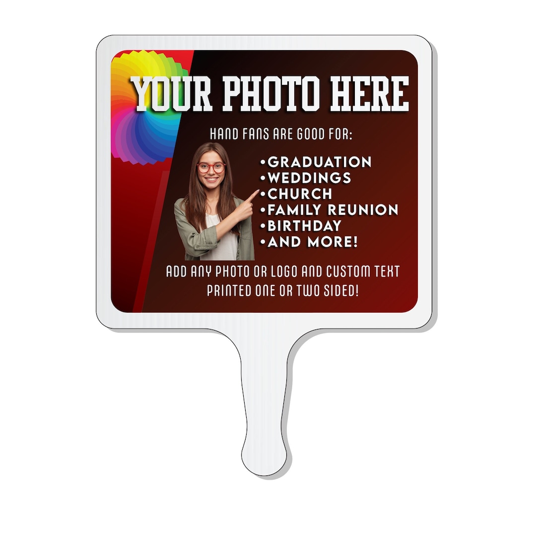 Custom Photo Hand Fans: Waterproof Plastic, Full Color Print (10.5" X 8 ...