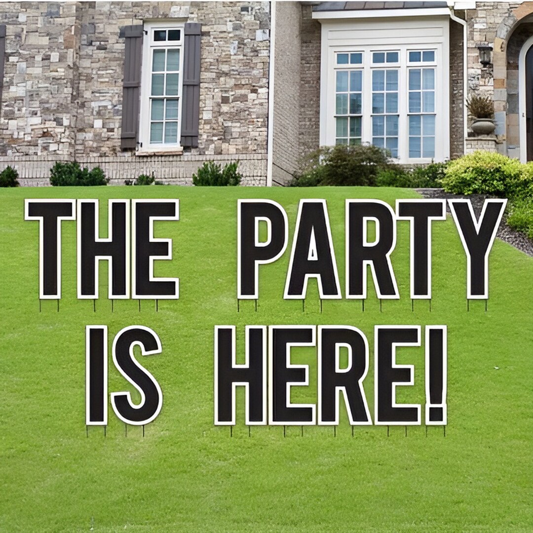 18” the Party is Here! Yard Sign Letters, 15pc, Outdoor Lawn ...