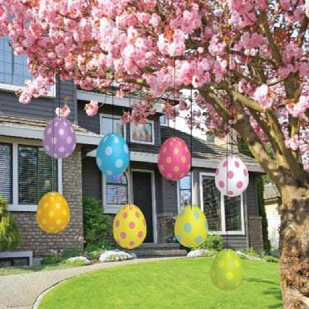 4.5" Hanging Easter Eggs Yard Art. 32pc Outdoor Easter Decorations ...