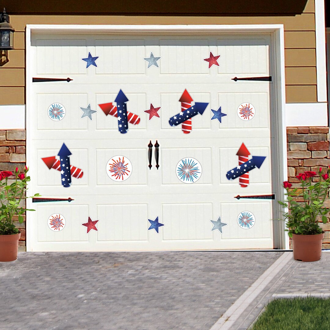 Magnetic Jumbo Patriotic Stars & Fireworks Accessories | 19pc ...