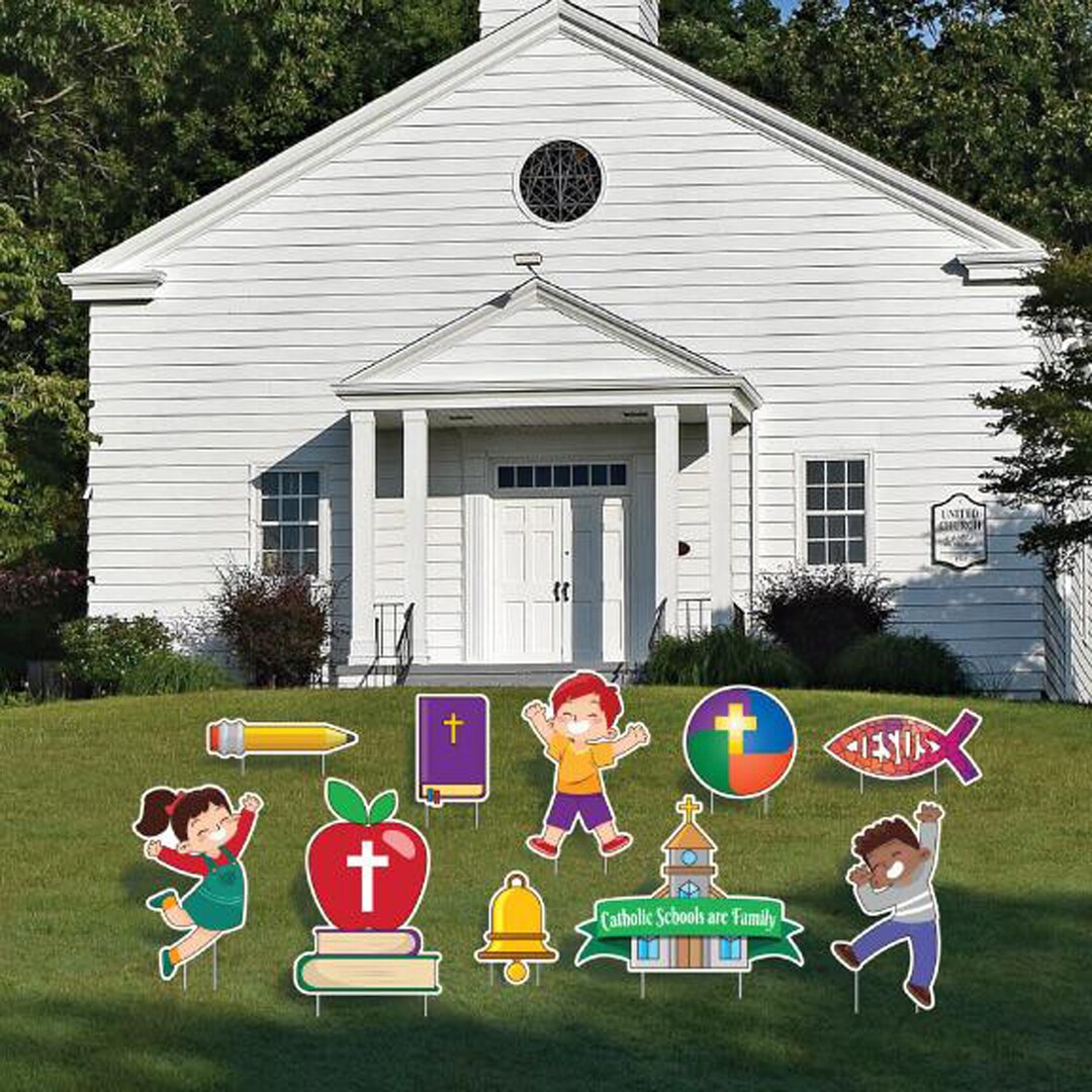 Catholic Schools Week 10pc Religious Outdoor Yard Sign Lawn Decoration ...