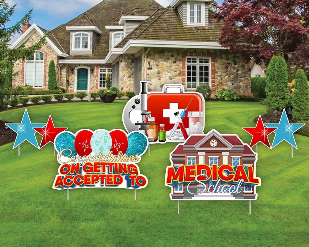 Med School Acceptance Yard Sign: Congrats Party Signs, 5-piece Set - Etsy