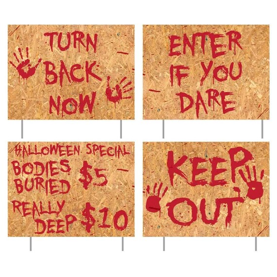 Signs Written in Blood 4pc Halloween Yard Art Yard Card Lawn - Etsy