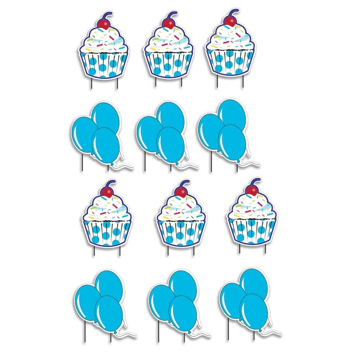 Blue Balloon Clusters & Cupcakes Pathway Markers 14pc - Etsy