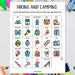 Hiking and Camping Bingo Game, Cut & Paste Printable Bingo, Fun ...
