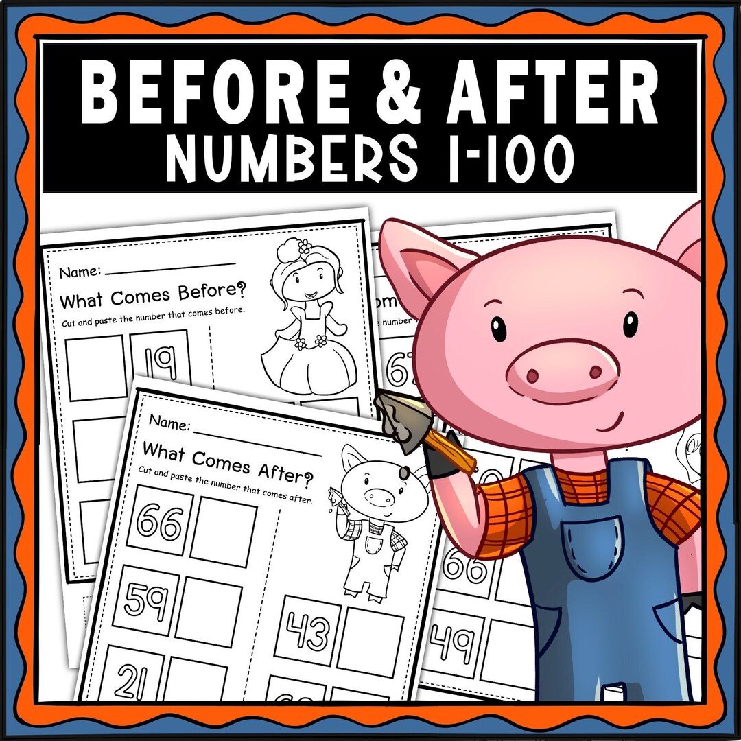 Before and After Numbers 1 to 100 Math Worksheets Printable - Etsy