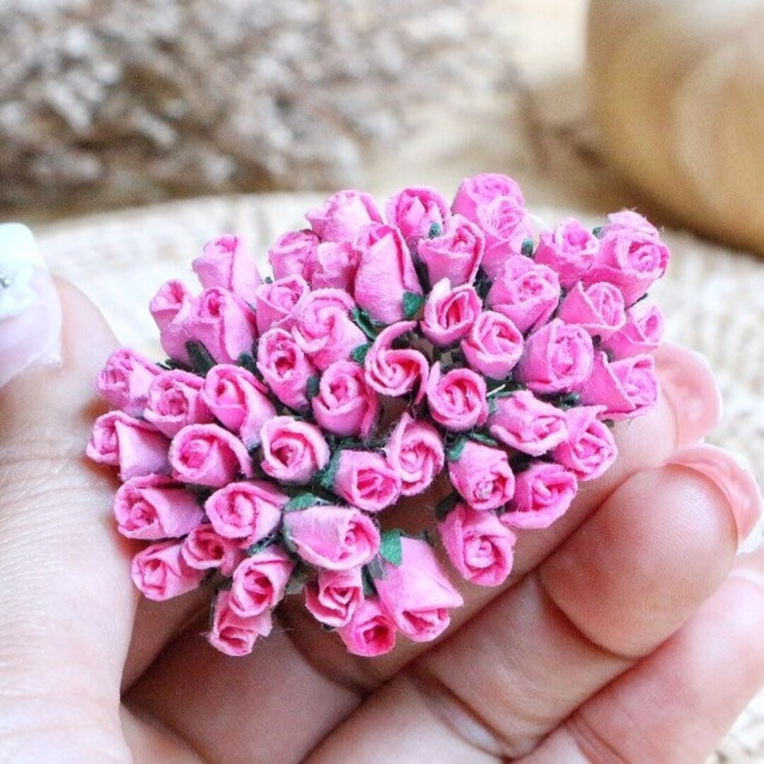 5mm. 50 Pcs.mulberry Paper Flower,mulberry Pink Rose,mini Rose Flower ...