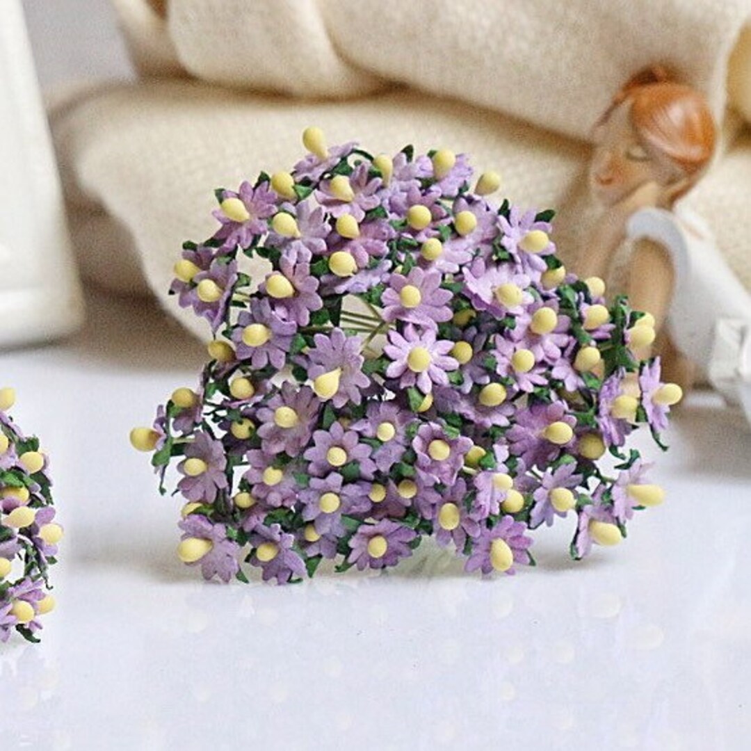 10mm. 100 Pcs.mulberry Paper Flower,mulberry Purple Daisy,mini Daisy ...