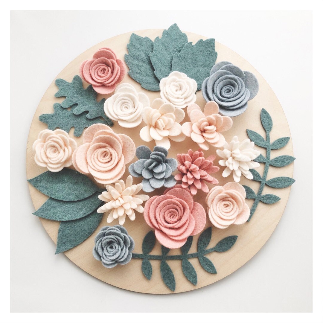 Pebbles & Stone Felt Flower Set Wool Blend Felt Flowers - Etsy Australia