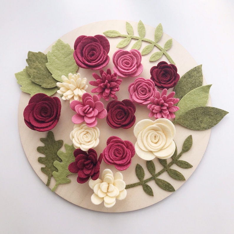 Cherry Pie Felt Flower Set Wool Blend Felt Flowers DIY | Etsy