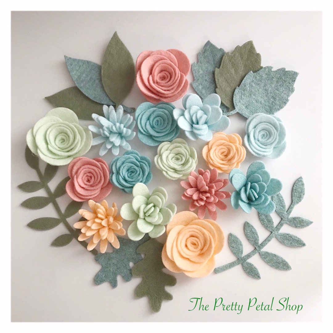 Sunset Romance Felt Flower Set Wool Blend Felt Flowers DIY - Etsy