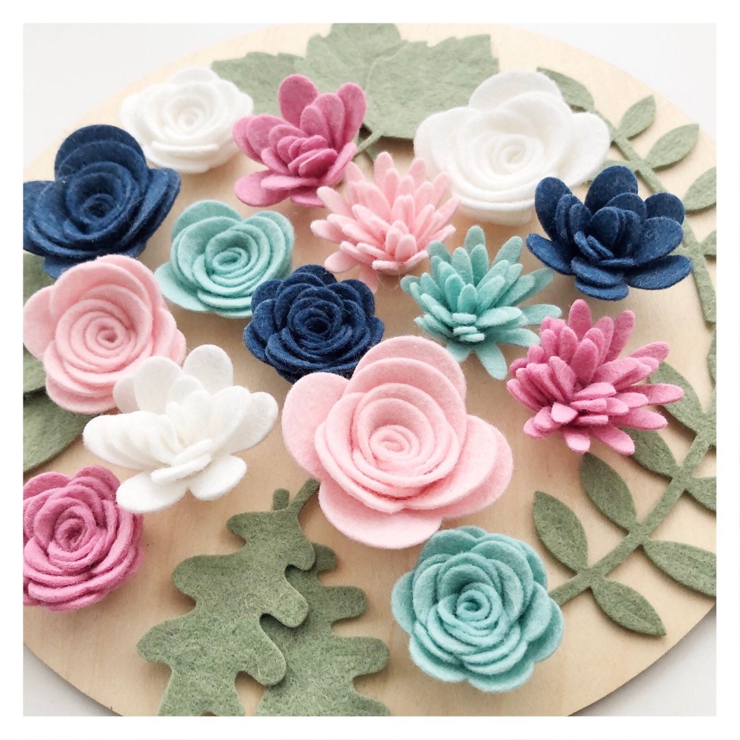 Day Dream Florals Felt Flower Set Wool Blend Felt Flowers - Etsy