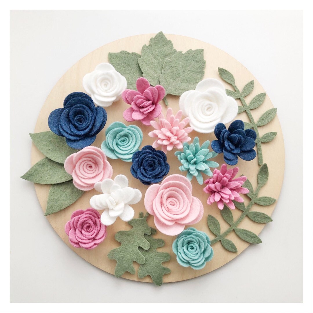 Day Dream Florals Felt Flower Set Wool Blend Felt Flowers - Etsy