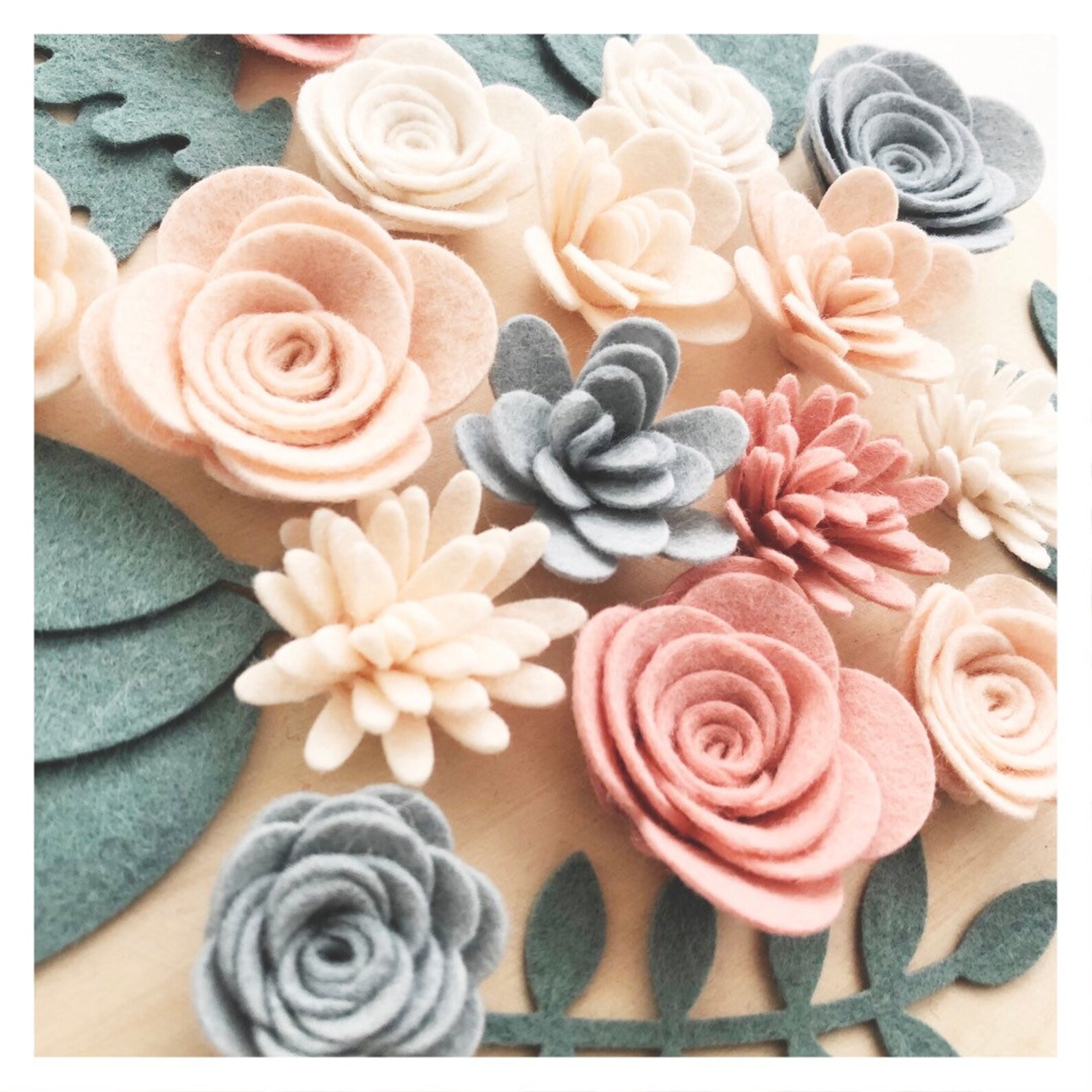 Pebbles & Stone Felt Flower Set Wool Blend Felt Flowers - Etsy Australia