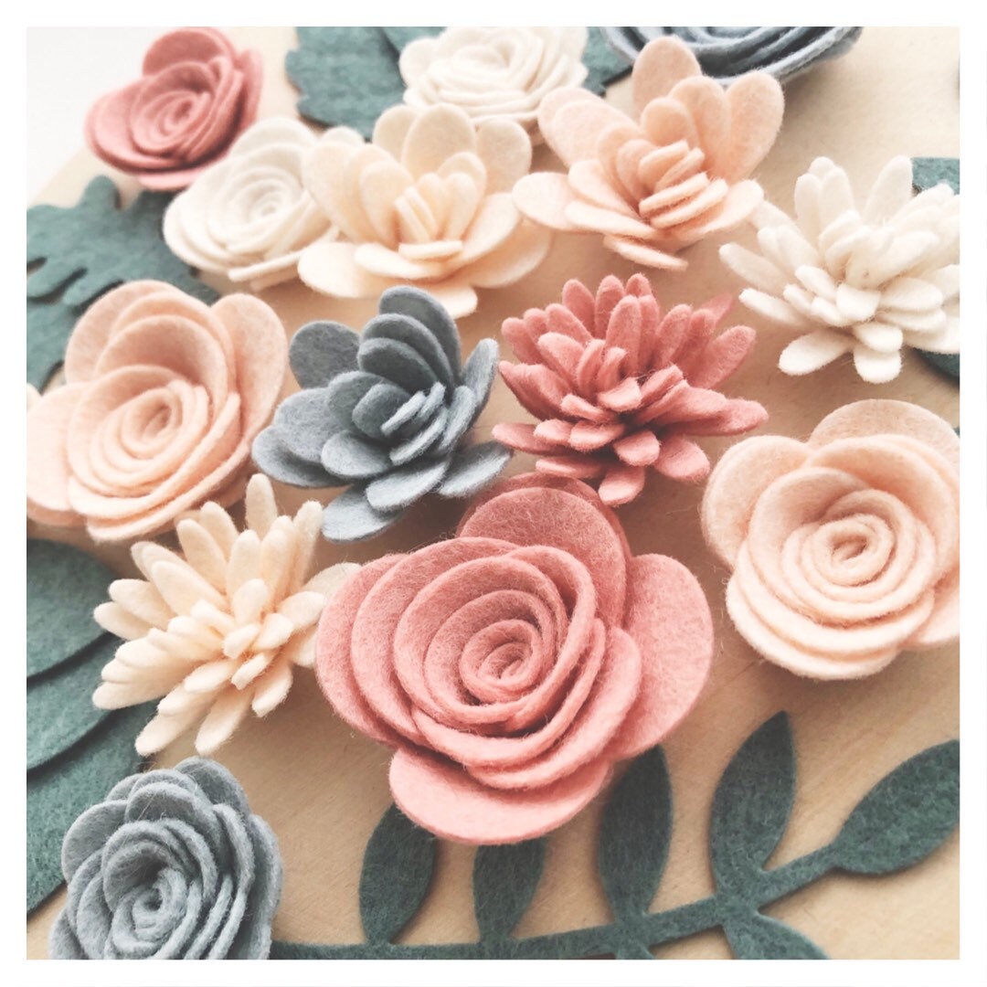 Pebbles & Stone Felt Flower Set Wool Blend Felt Flowers - Etsy Australia