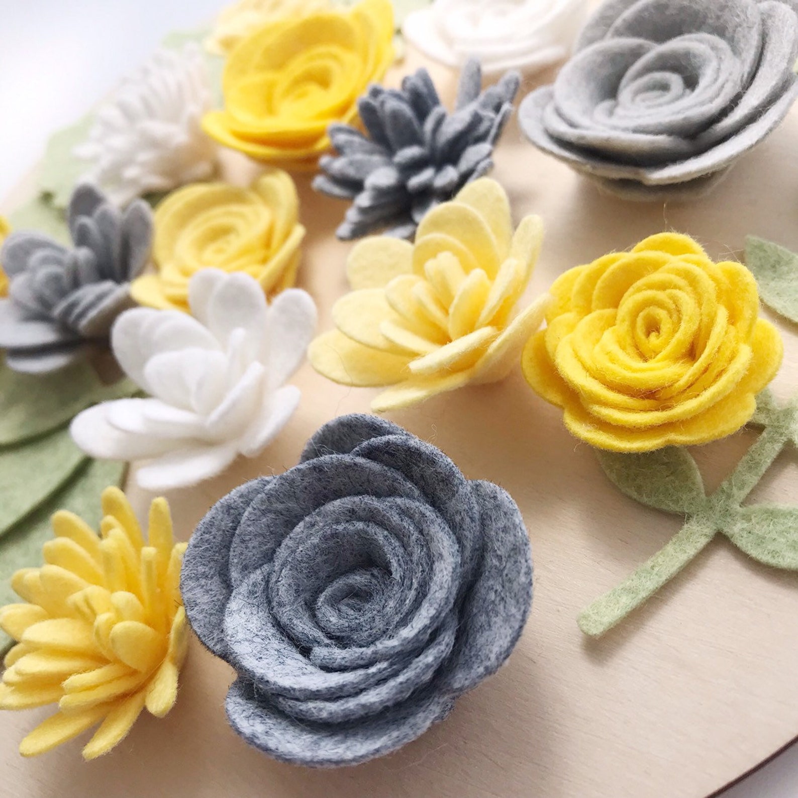 Lemon kisses Felt Flower Set Wool Blend Felt Flowers DIY | Etsy