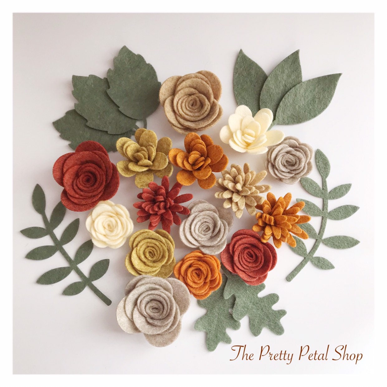 October Glory Felt Flower Set Wool Blend Felt Flowers DIY - Etsy