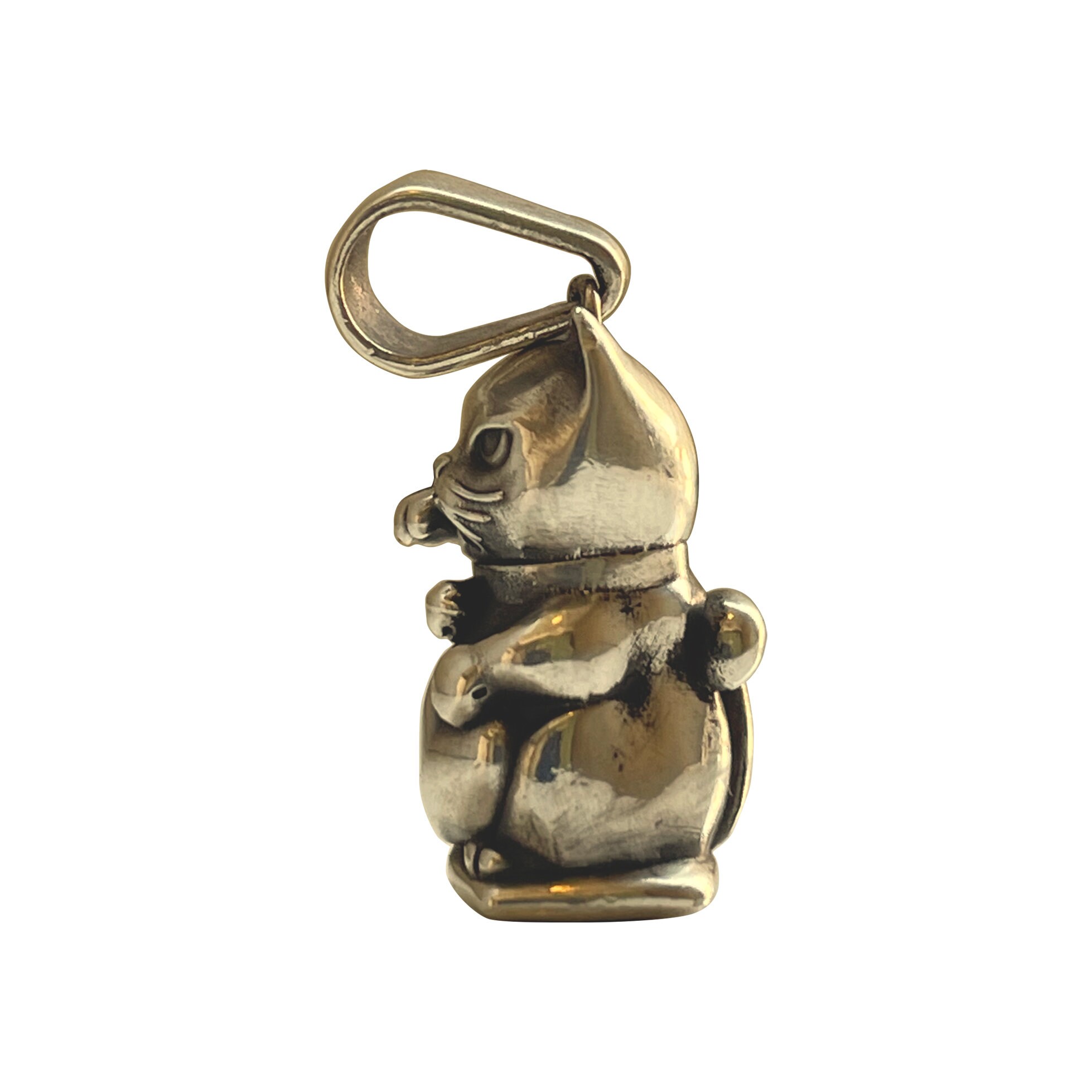 Grumpy Heart Maneki Neko Pendant: 925 Silver & Brass Lucky Charm - Etsy
