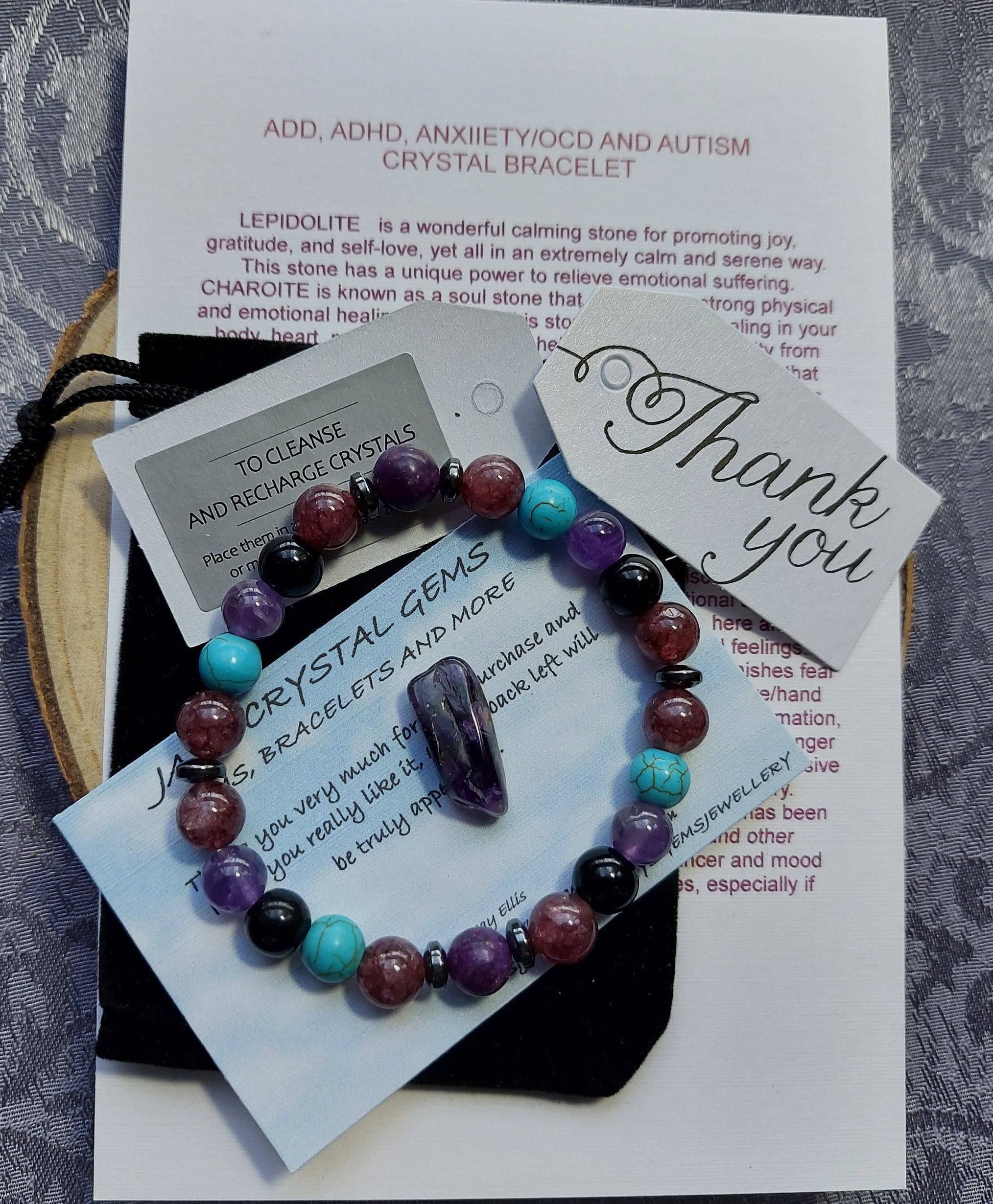Add/adhd/anxiety/ocd/autism Crystal Healing Gemstone Beaded - Etsy UK
