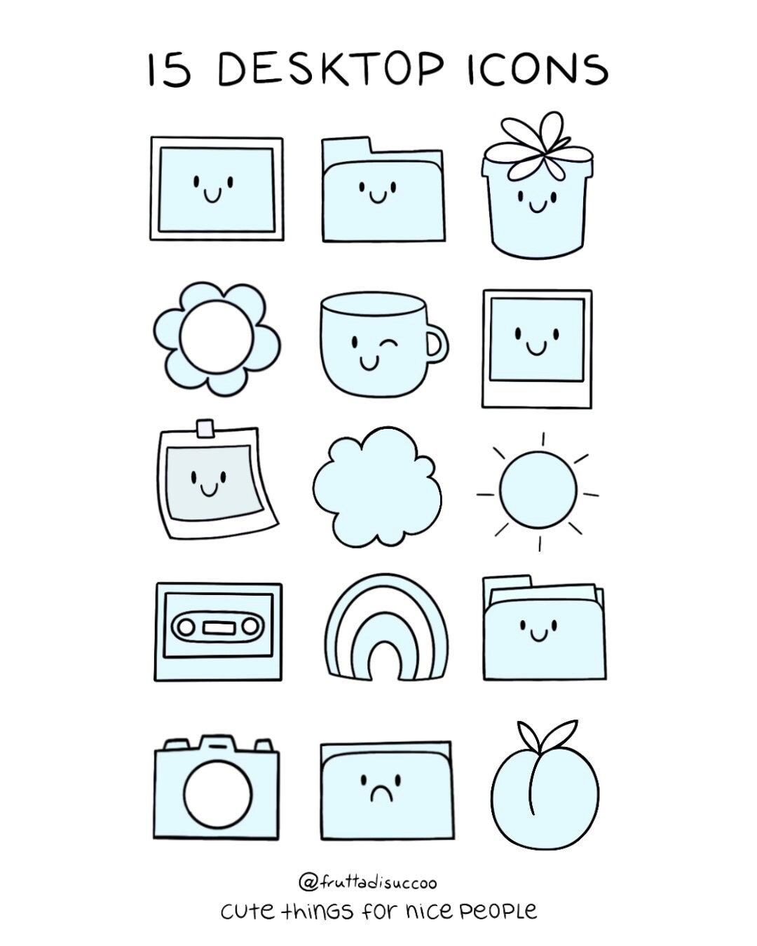 Cute Pastel Blue Desktop Icons, Windows 11 Desktop Icons, My Documents ...