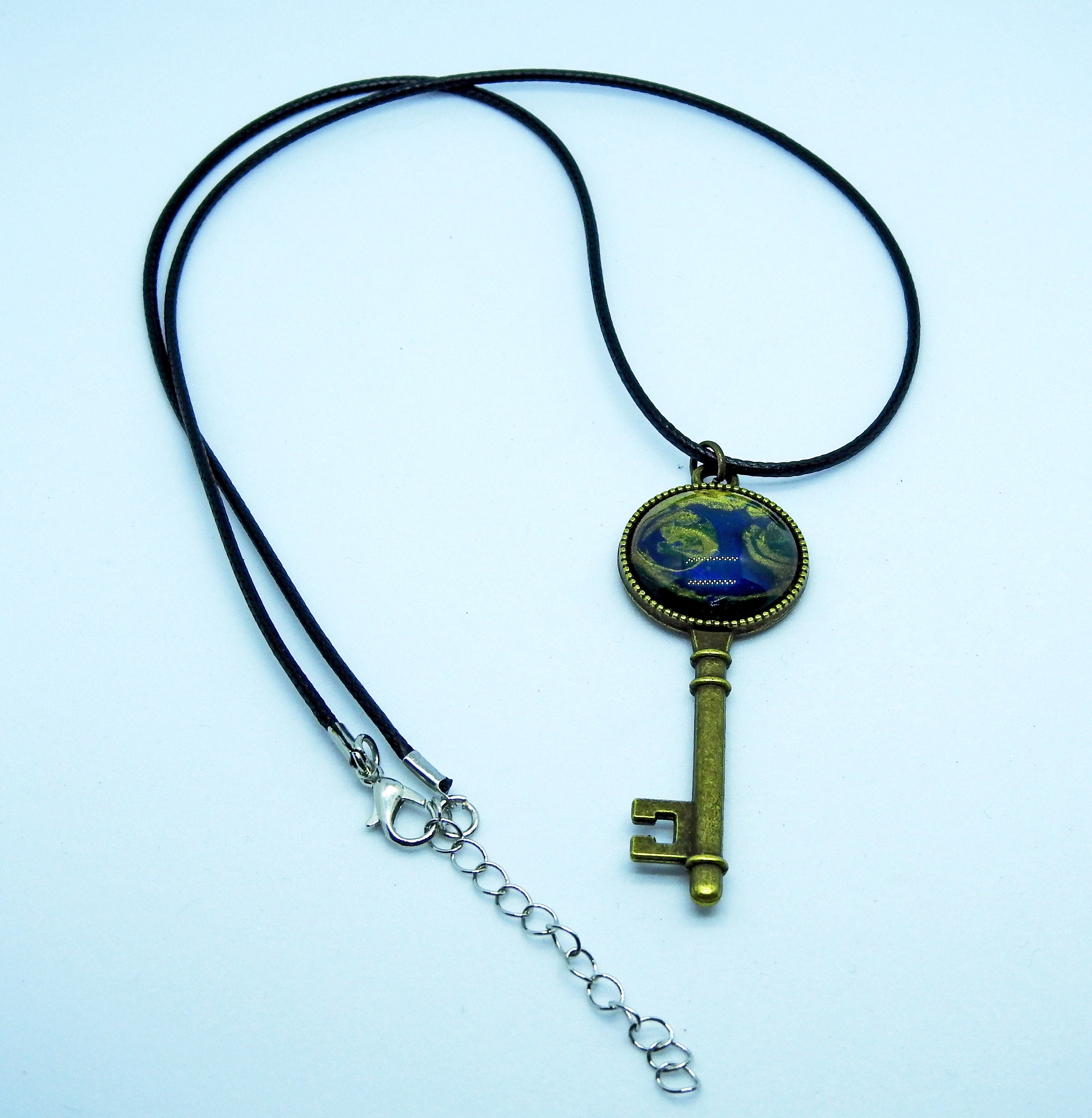 Skeleton Key Necklace With Acrylic Pour Details Skeleton Key - Etsy