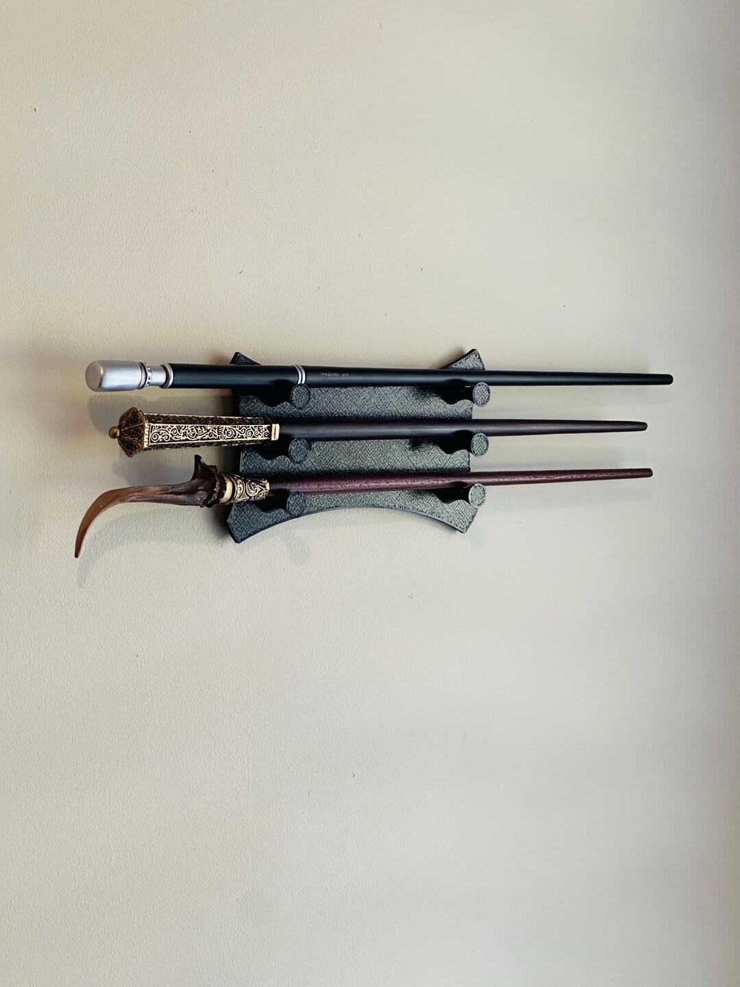 Wand Wall Mount 3 Holder Horizontal | Wall Display Magic Wand Holder ...