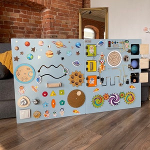 Wall Mounted Busy Board Sensory Wall Toy Busy Board Space Theme LED ...