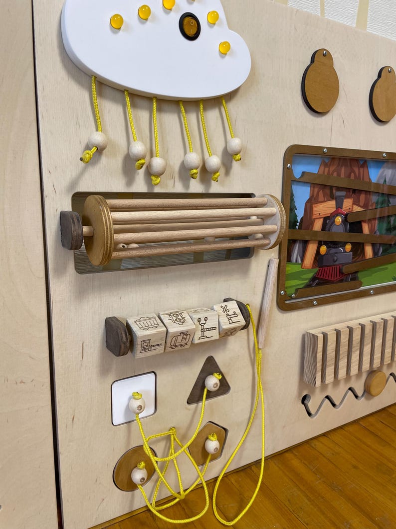 Wooden Train Sensory Wall Panels for Schools Busy Board for Wall ...
